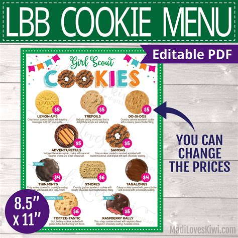 2023 Lbb Girl Scout Cookie Menu Printable Booth Sign Instant Etsy Artofit