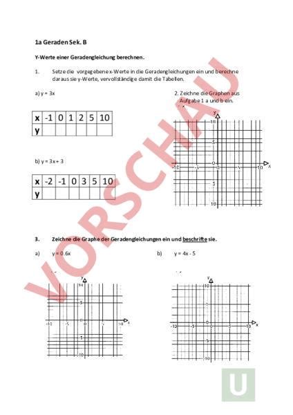 Arbeitsblatt 1ab Geraden Lineare Funktion Mathematik Anderes Thema