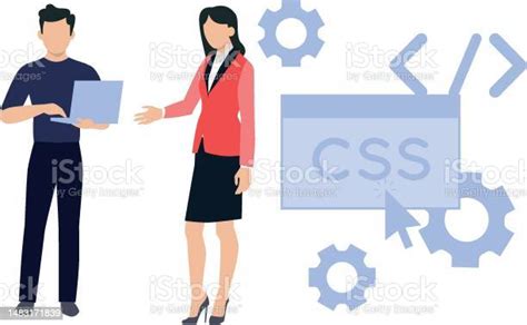 Boy And Girl Working On Css Coding Stock Illustration Download Image