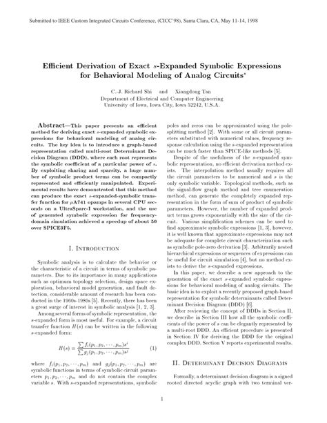 Pdf Efficient Derivation Of Exact S Expanded Symbolic Expressions For