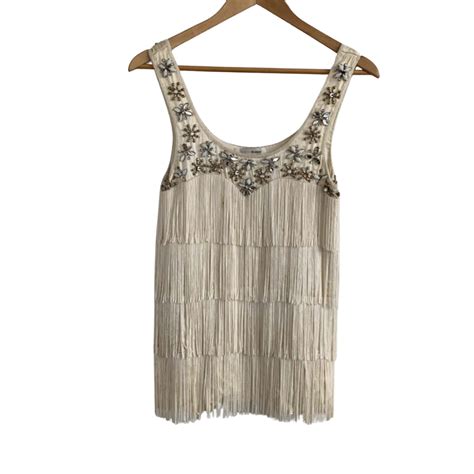 Rachel Gilbert Size 1 Cream Silk Tassled Tops