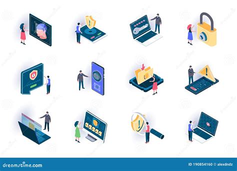 Cyber Security Isometric Icons Set Stock Vector Illustration Of Computer Composition 190854160