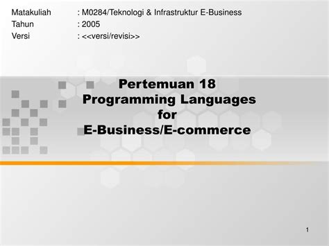 Ppt Pertemuan 18 Programming Languages For E Business E Commerce Powerpoint Presentation Id