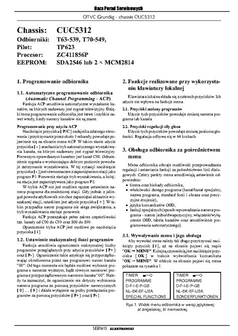 Grundig T63 539 T70 549 Chassis Cuc 5312 Ic Zc411856p Service Mode Instruction Service Manual