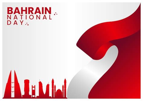 Bahrain National Day Illustration With Flag Background Premium Vector