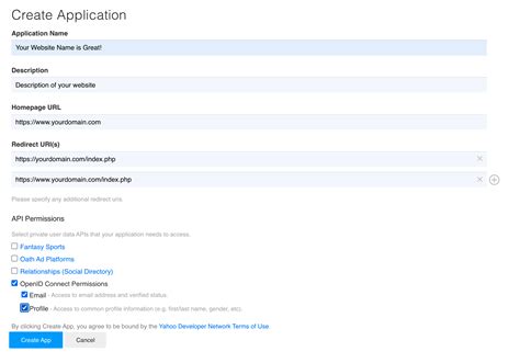 Yahoo Application Setup Jfbconnect Sourcecoast