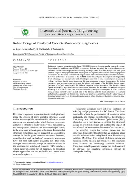 Pdf Robust Design Of Reinforced Concrete Moment Resisting Frames