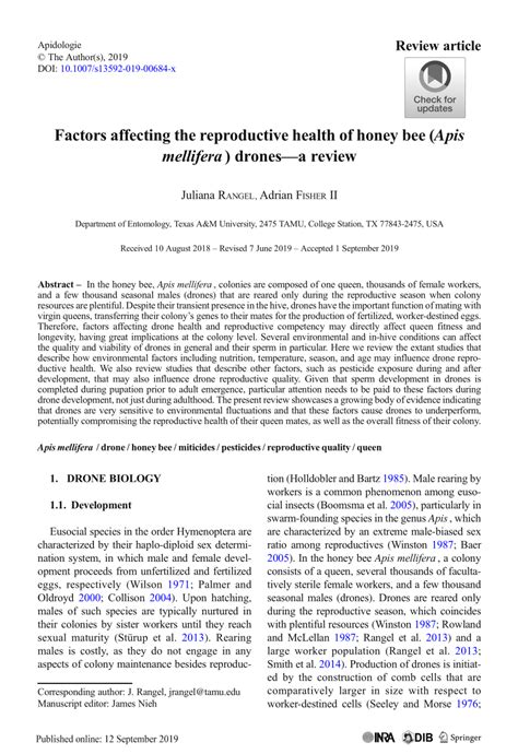 Pdf Factors Affecting The Reproductive Health Of Honey Bee Apis