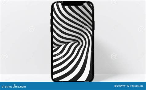 Black And White Iphone Pro With Distorted Spiral Screen Stock Illustration Illustration Of