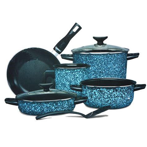 Cinsa 8pc Cookware Set Granite Blue