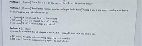 Solved Problem 2 10 Points Prove That If A Is An Odd