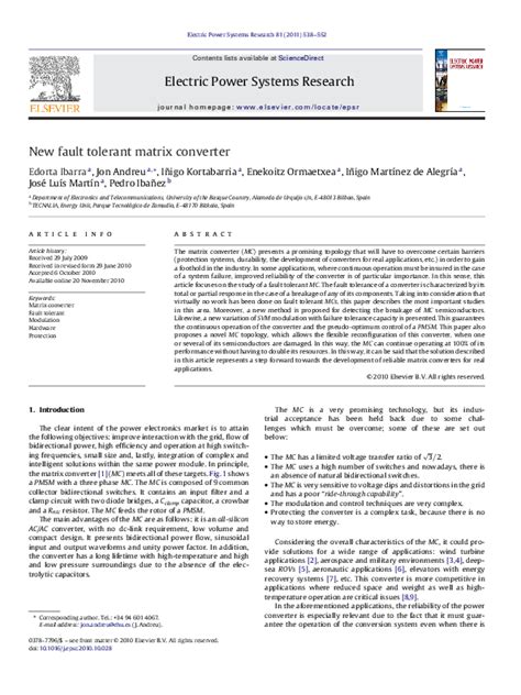 Pdf New Fault Tolerant Matrix Converter