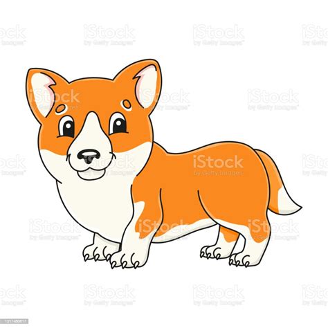 귀여운 캐릭터 다채로운 벡터 일러스트레이션 만화 스타일 흰색 배경에 격리 디자인 요소입니다 디자인 책 스티커 카드 포스터 옷에 대한 템플릿 개에 대한 스톡 벡터 아트 및