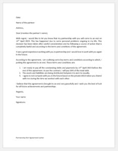 Partnership Exit Agreement Letter Template Download Sample