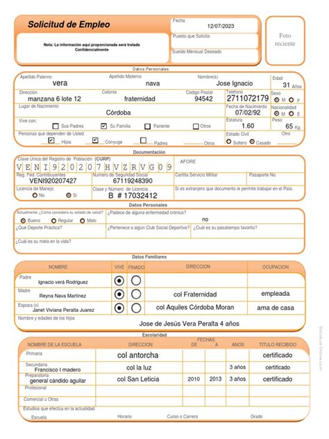 Solicitud De Empleo Bonita Editable Pc 1 Pdf