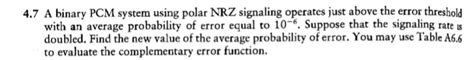 Solved A Binary PCM System Using Polar NRZ Signaling Chegg Com