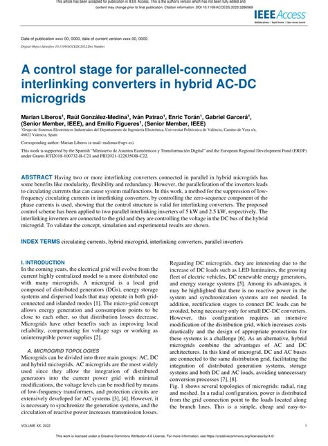 Pdf A Control Stage For Parallel Connected Interlinking Converters In Hybrid Ac Dc Microgrids
