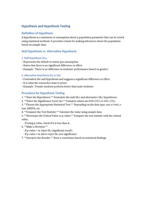 Hypothesis Testing Pdf