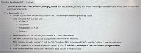 Solved 1 Define Four Functions Add Subtract Multiply
