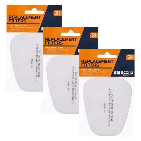 3pk Safecorp P2 Half Mask Respirator Replacement Filters Cartridge 10 5x16cm Big W