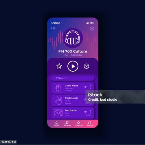 무선 어플라이언스 나이트 스마트폰 인터페이스 벡터 템플릿 그래픽 사용자 인터페이스에 대한 스톡 벡터 아트 및 기타 이미지 그래픽 사용자 인터페이스 팟캐스팅 다크 모드