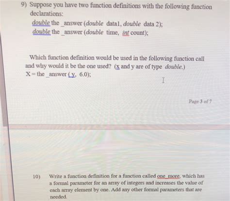 Solved 9 Suppose You Have Two Function Definitions With The