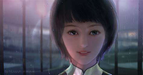 배경 화면 코 말뿐인 속눈썹 Flash Photography 턱 아이리스 앞머리 흑발 Cg Artwork