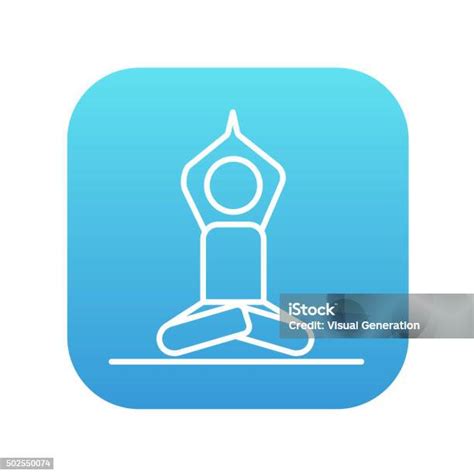 Man 명상하기 In 바하이 자세 꺾은선형 아이콘크기 2015년에 대한 스톡 벡터 아트 및 기타 이미지 2015년 건강관리와 의술 건강한 생활방식 Istock