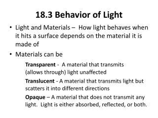 PPT Behavior Of Light PowerPoint Presentation Free Download ID