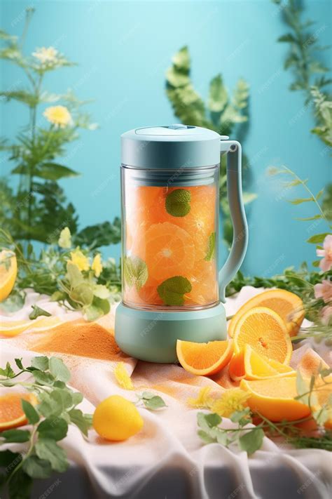 Premium Ai Image There Is A Blender With Oranges And Lemons On A Table Generative Ai