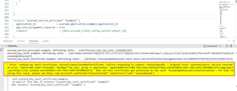 Azure Certificate Access Error During Terraform Plan Stack Overflow