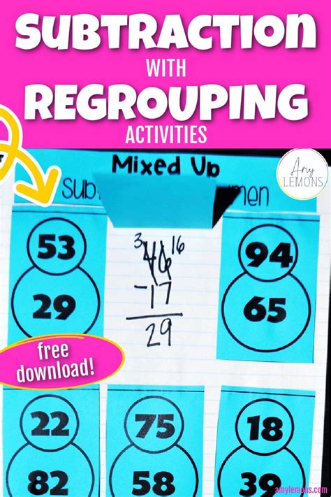 Subtraction With Regrouping Activities Regrouping Subtraction Math Activities Regrouping