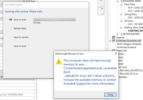Revit Upgrade Error And Solution This Computer Does Not Have Enough Memory To Save What