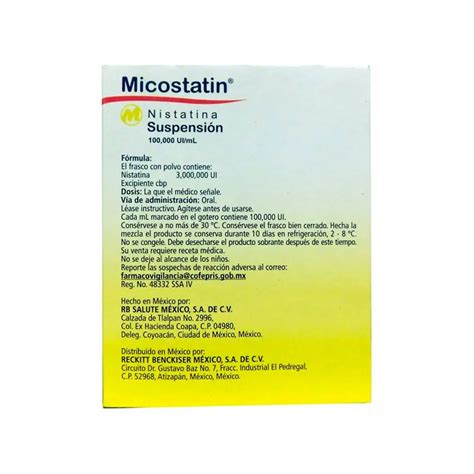 Suspensión Polvo Micostatin Nistatina Infantil 100000u 30 Ml 279 00