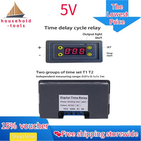 Ready Stockhousehold Tools Delay Time Relay Module DC V V V Timer Relay S Min