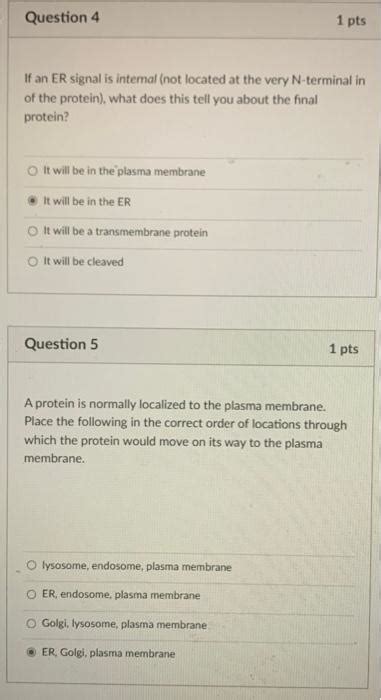 Solved What Signal Sequence S Would A Protein Located In