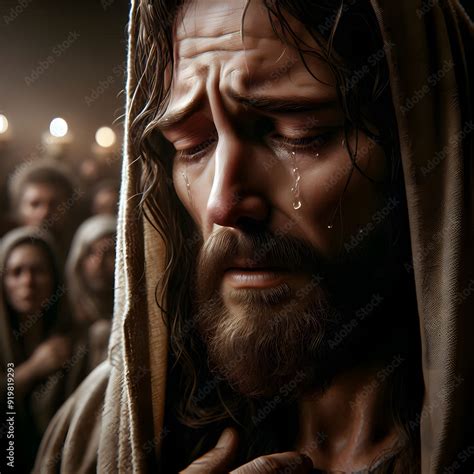 A Deeply Emotional And Realistic Image Of Jesus Weeping Over The Death