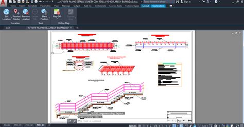 Plano Detalle De Cuneta Con Rejilla Vehicular Y Barandas Dwg