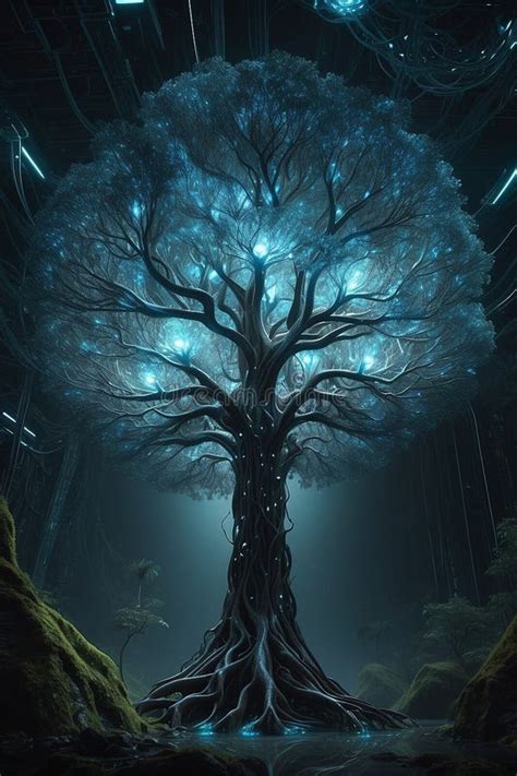 A Mesmerizing Scifi Tech Savvy Binary Tree Entity Ai Generated Stock Illustration