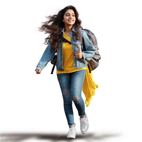 An Indian College Young Girl Going To College Premium Ai Generated Image