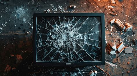 Above View Of Broken Monitor With Damaged Screen Background Monitor Screen Display Background