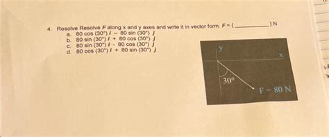 Solved 4 Resolve Resolve F Along X And Y Axes And Write It Chegg Com