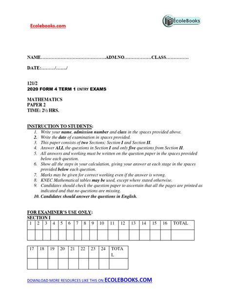 Mathematics Form 3 Pp2 Questions Download Free Pdf Significant