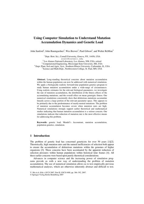 Pdf Using Computer Simulation To Understand Mutation Accumulation