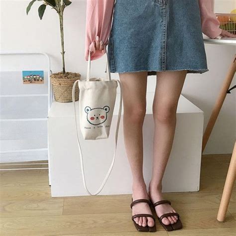 편안하슈 편안하슈 곰돌이 파우치 천 미니천 캔버스백 드링크백 여름천 가방 편한 미니 캔버스천 텀블러 텀블러에코백 캔버스 위시버킷