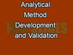 PPT Analytical Method Development And Validation