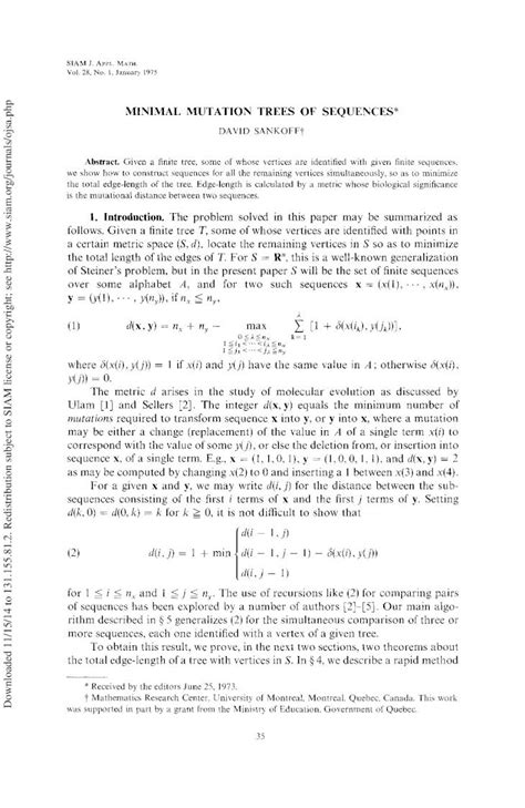 Pdf Minimal Mutation Trees Of Sequences Dokumentips