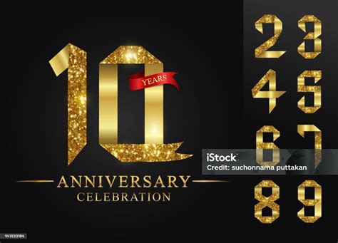 1090 년 주년 09 Numberscelebration 주년 기념 로고 검은 배경 초대 카드 숫자 골드 리본 포 일에 대 한 벡터 디자인에 황금 리본 로고 기념일에 대한