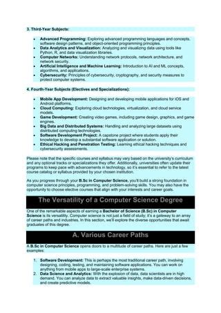 B Sc In Computer Science PDF Operating Systems Computer Software And Applications