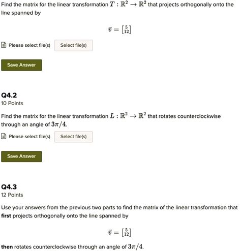 solved find the matrix for the linear transformation t r2 r2 that